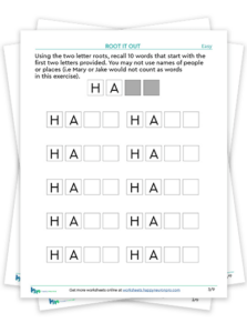 Verbal Memory Worksheets | HappyNeuronPro Worksheets