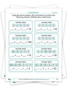 Math Worksheet | Designed for 4th graders and older